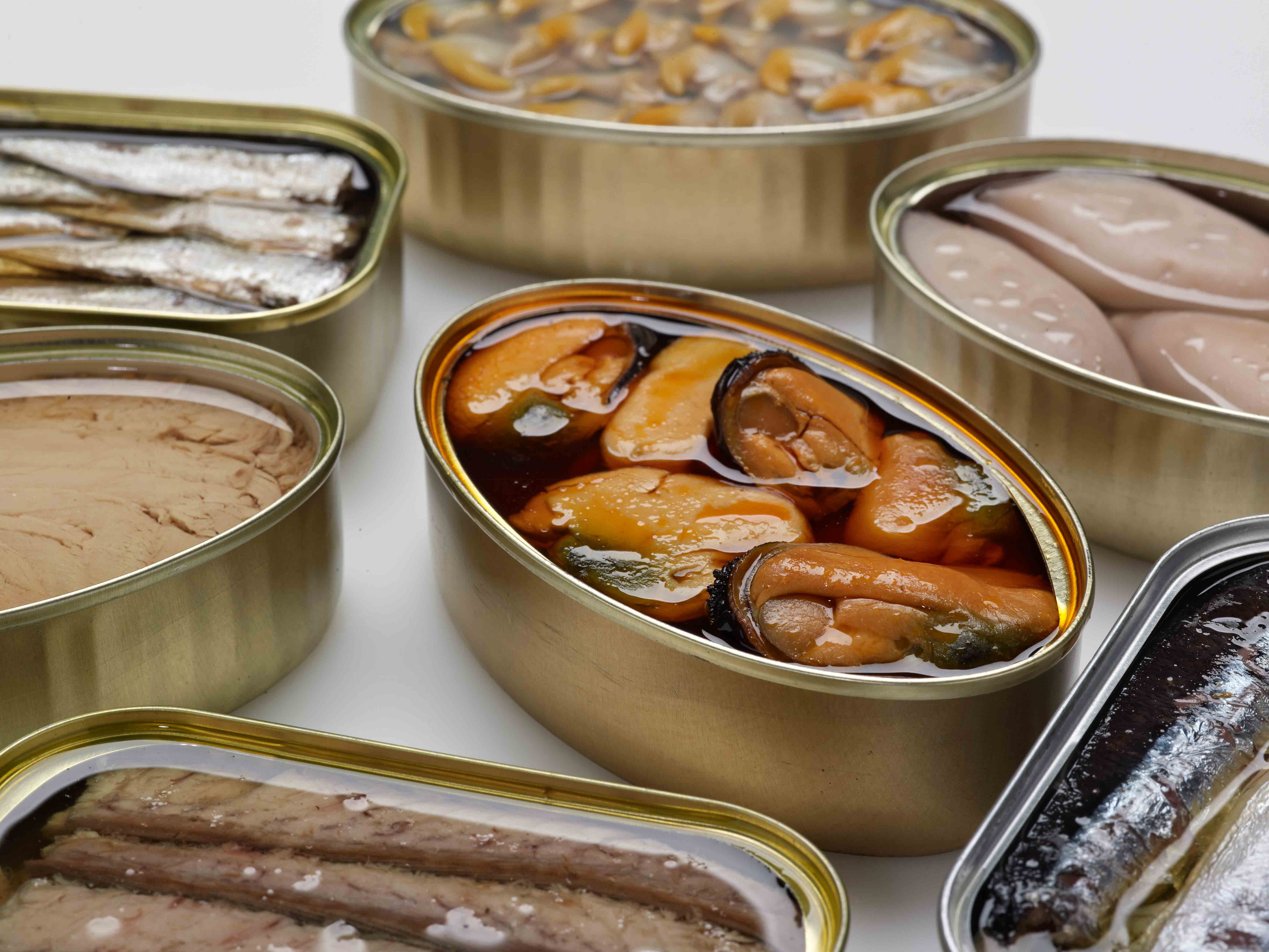 Las conservas de pescado y marisco ordenadas alfabéticamente